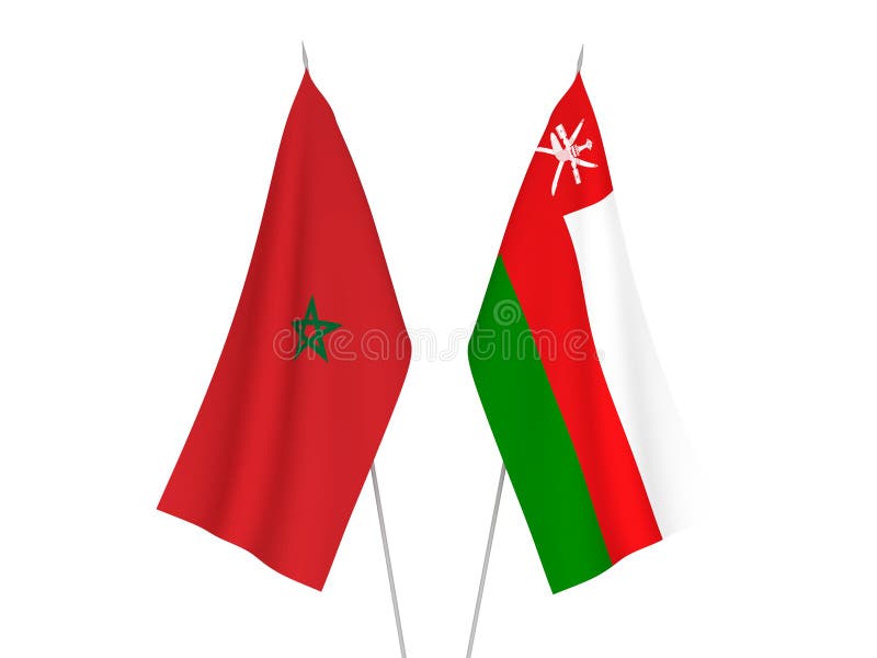 Morocco and Sultanate of Oman Flags Stock Illustration - Illustration ...