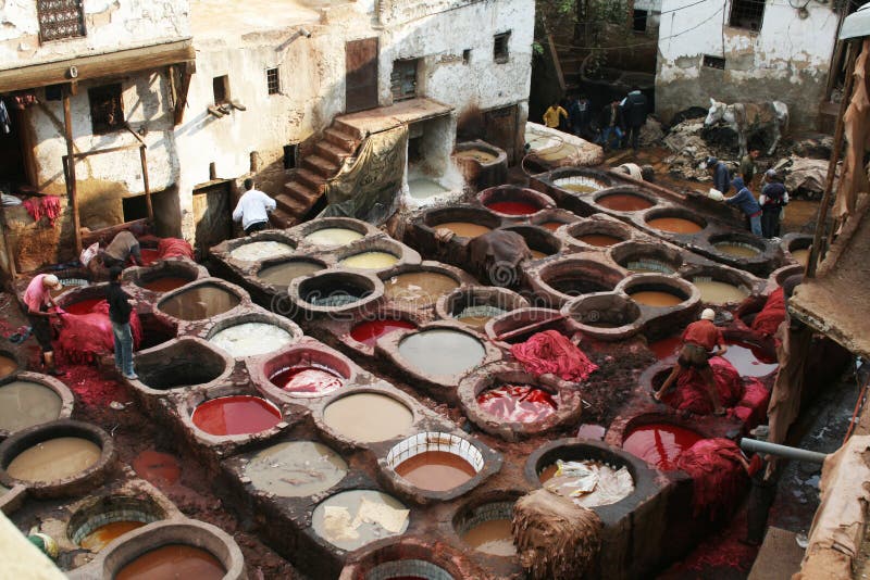 Tanning vats, fez, morocco editorial image. Image of valley - 1722235