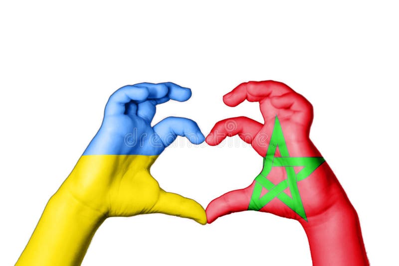 Morocco Ukraine Heart, Hand Gesture Making Heart Stock Photo - Image of ...