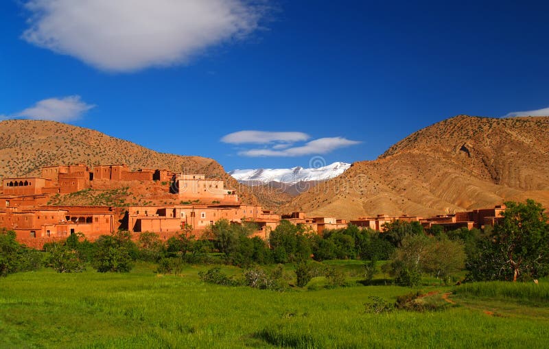 Morocco Village in Mountains Stock Photo - Image of grass, culture ...
