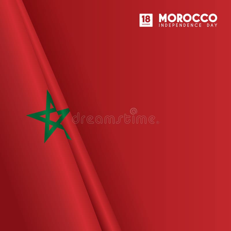 Morocco Wave Flag on Red Background. Banner Template for Morocco ...