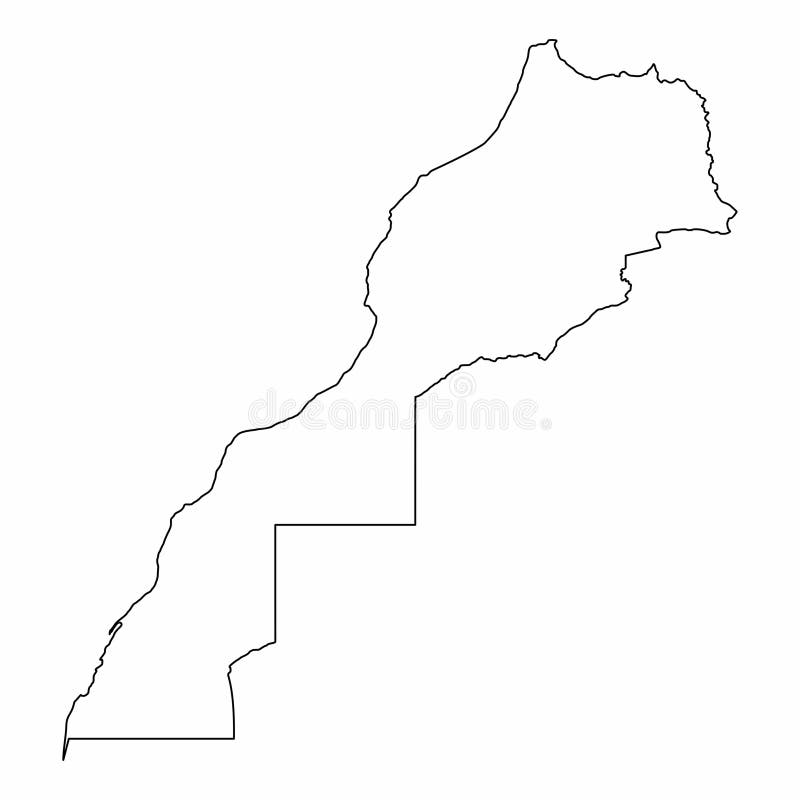 Morocco and Western Sahara Outline Map Stock Vector - Illustration of ...