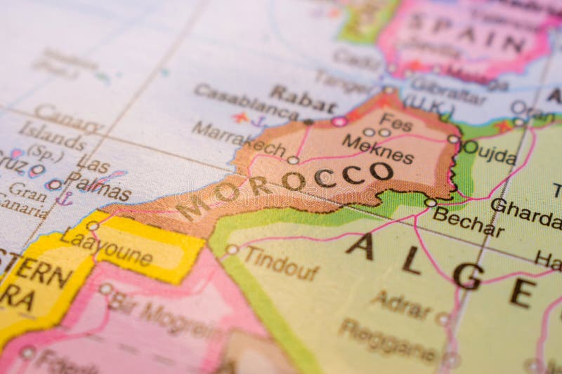 Morocco on the World Map-Geo Political Map Stock Illustration ...