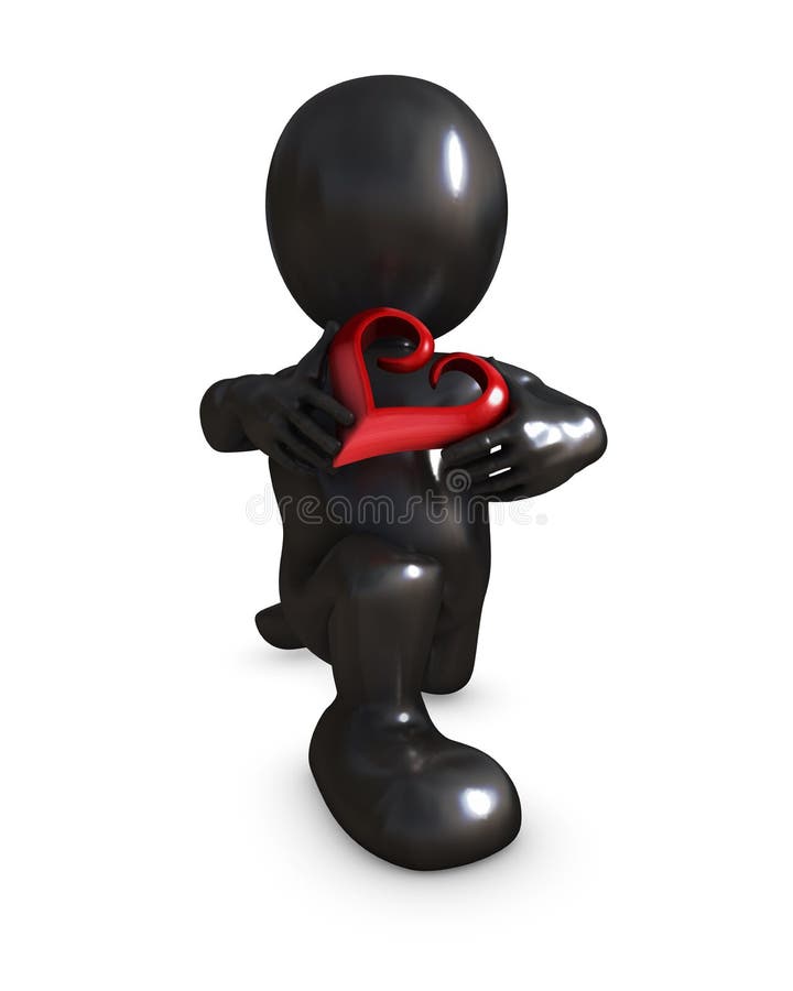 Morph man with heart stock illustration. Illustration of render - 64739916