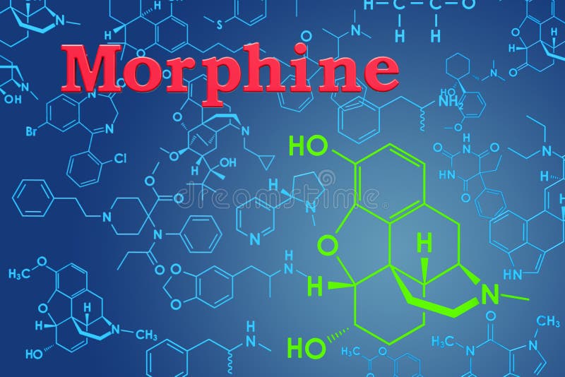 Morphine. Chemical Formula, Molecular Structure. 3D Rendering Stock ...