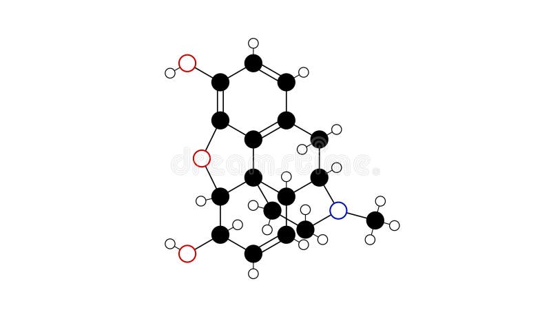 Morphine Molecule, Structural Chemical Formula, Ball-and-stick Model ...