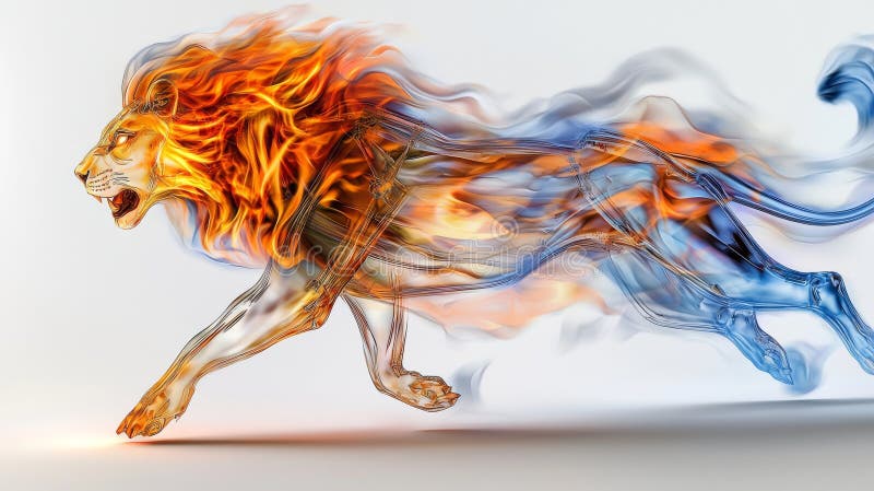 Morphism-style Lion, Smooth Forms, Abstract Shapes. Stock Photo - Image ...