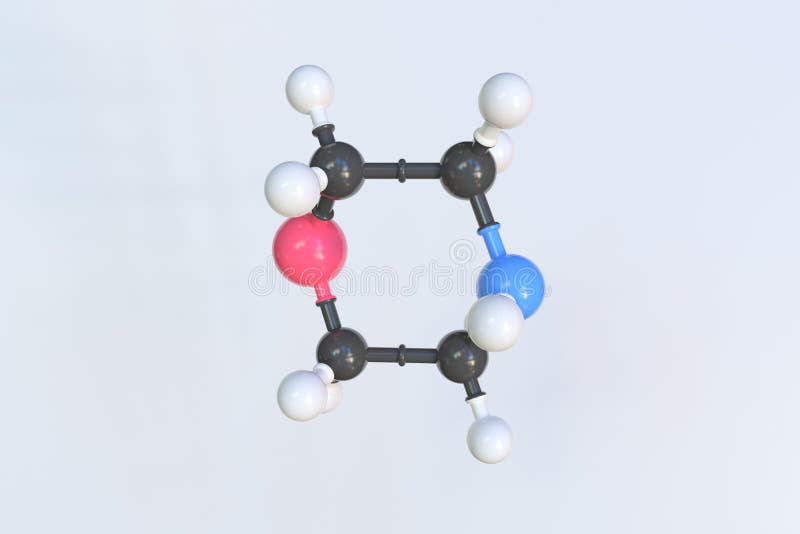 Morpholine Molecule, Isolated Molecular Model. 3D Rendering Stock ...