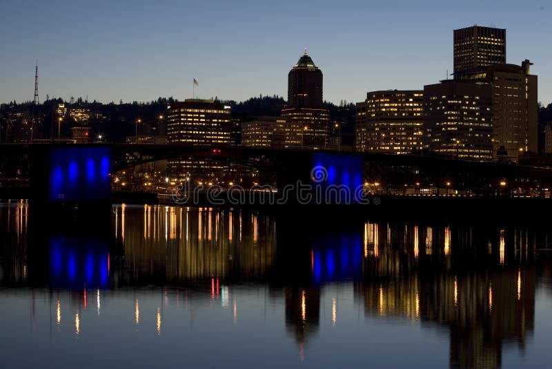 Morrison Bridge at evening stock photo. Image of willamette - 4158892