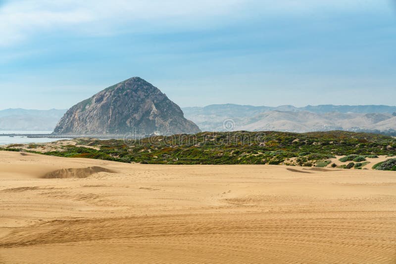 An Amazing Morro Rock and Sand Dunes at Morro Bay, California Coastline ...