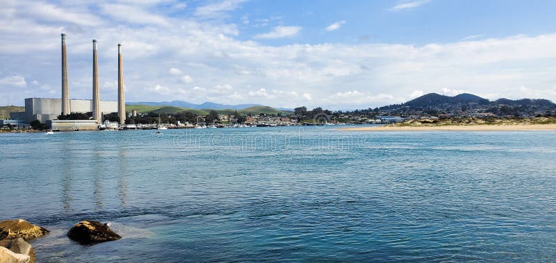 Morro Bay Power Plant on Morro Bay Beach in California Stock Image ...