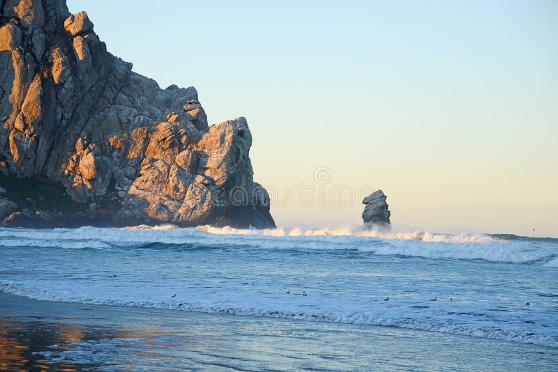 Beach at Morro Bay with Pier Stock Image - Image of coast, vacation ...