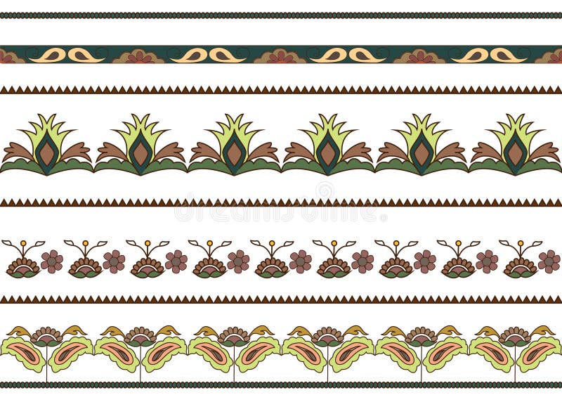 Morroccan and Boho Style 6 Border Repeatable Border Designs Stock ...