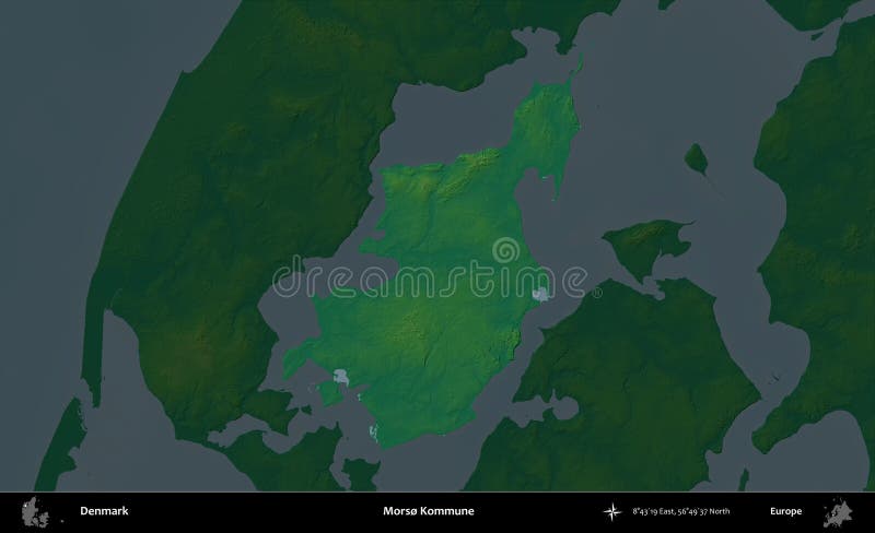 Mors Kommune Highlighted, Denmark. Physical Stock Illustration ...