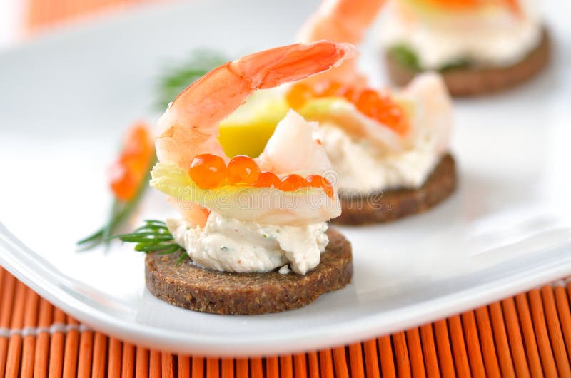 Morsels with prawns stock image. Image of appetizers - 23471473