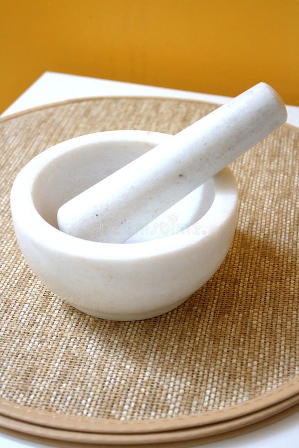 Mortar and Pestle Made of White Marble Stock Photo - Image of mortar ...