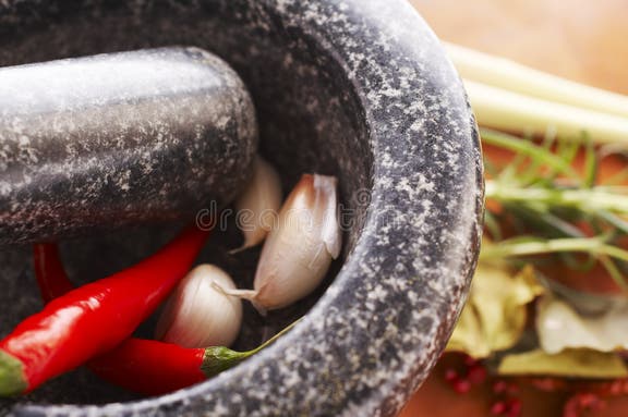 Mortar stock photo. Image of garlic, mortar, lemon, asia - 1715288