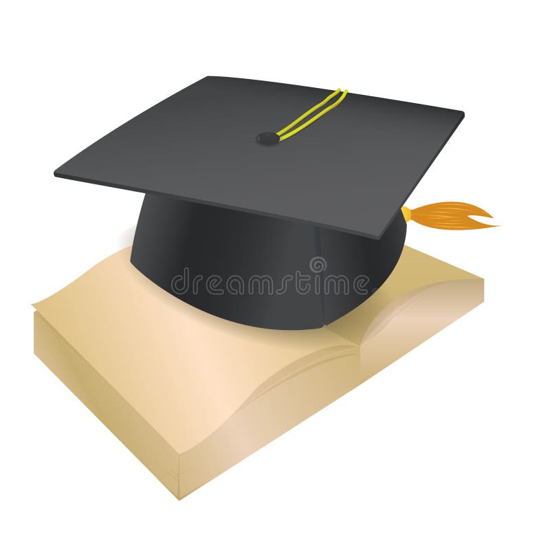 Mortar Board with Book. Vector Illustration Decorative Design Stock ...