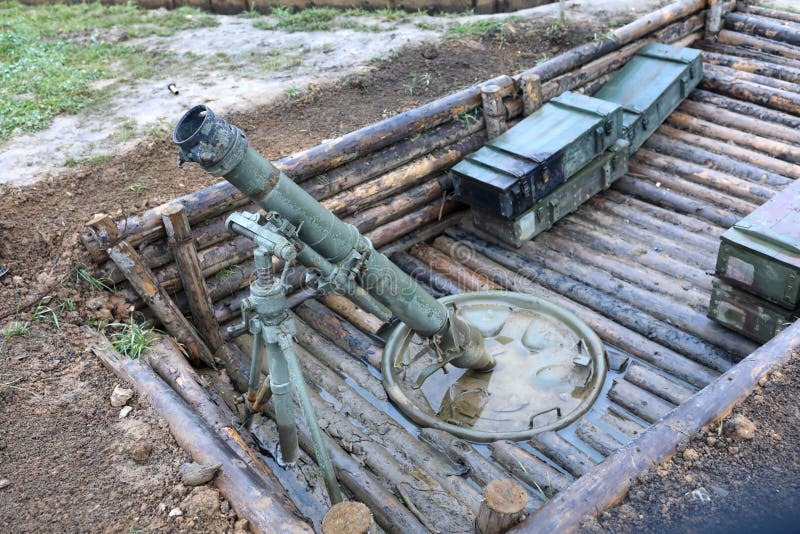 Mortar and Boxes with Shells in Trench Editorial Image - Image of bomb ...