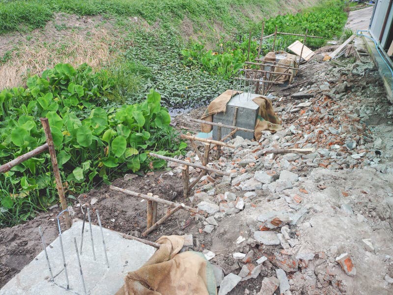 The Mortar Casting Base Building. Stock Image - Image of distressed ...