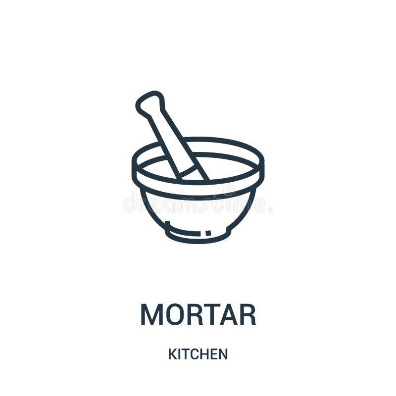 Mortar Icon Vector from Kitchen Collection. Thin Line Mortar Outline ...