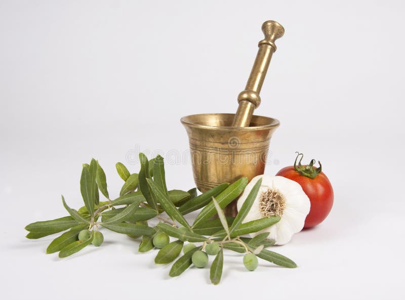 Mortar and ingredients stock photo. Image of greek, condiment - 21031432