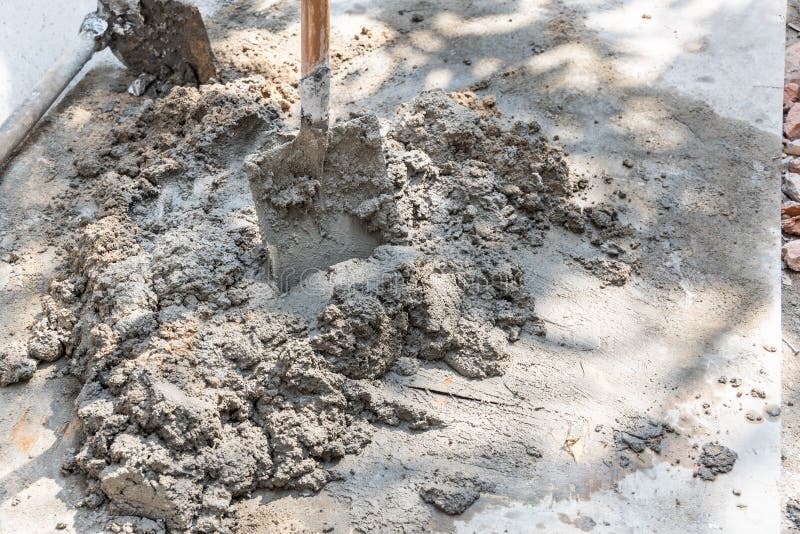 Mortar Mixed Using Shovel and Ready for Use in Construction Stock Photo ...