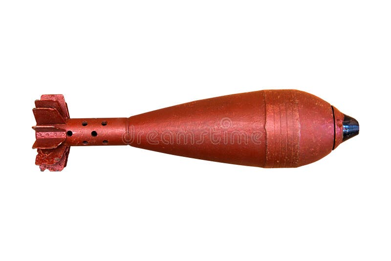 A Mortar Bomb 82 Mm. Green Shell of the Second World War. on White ...