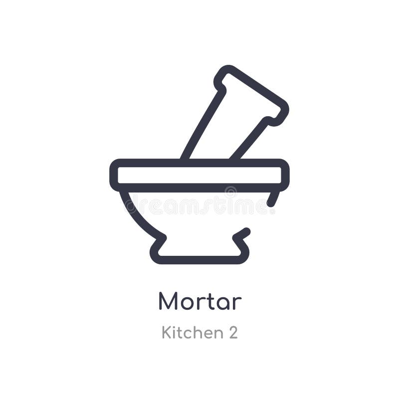 Mortar Outline Icon. Isolated Line Vector Illustration from Kitchen 2 ...