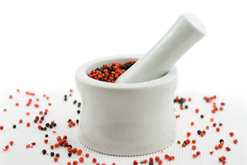 Mortar and Pestle Crushing Pepper Stock Image - Image of mortar, pestle ...