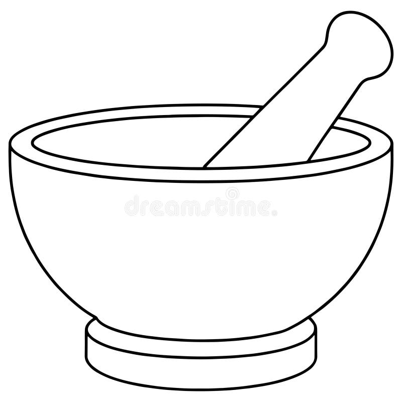 Mortar and Pestle Outlined Design for Kitchen and Herbal Art Projects ...