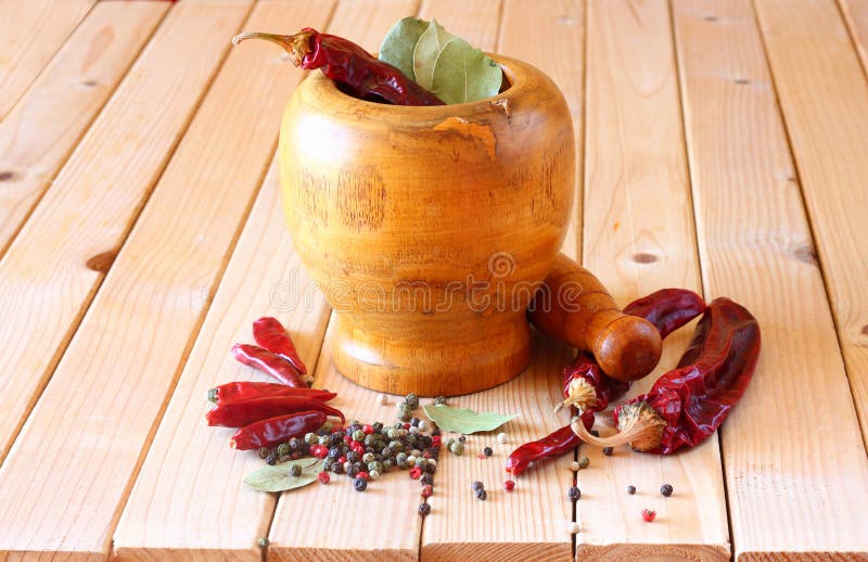 Mortar and Pestle with Red Hot Peppers Stock Image - Image of freshness ...