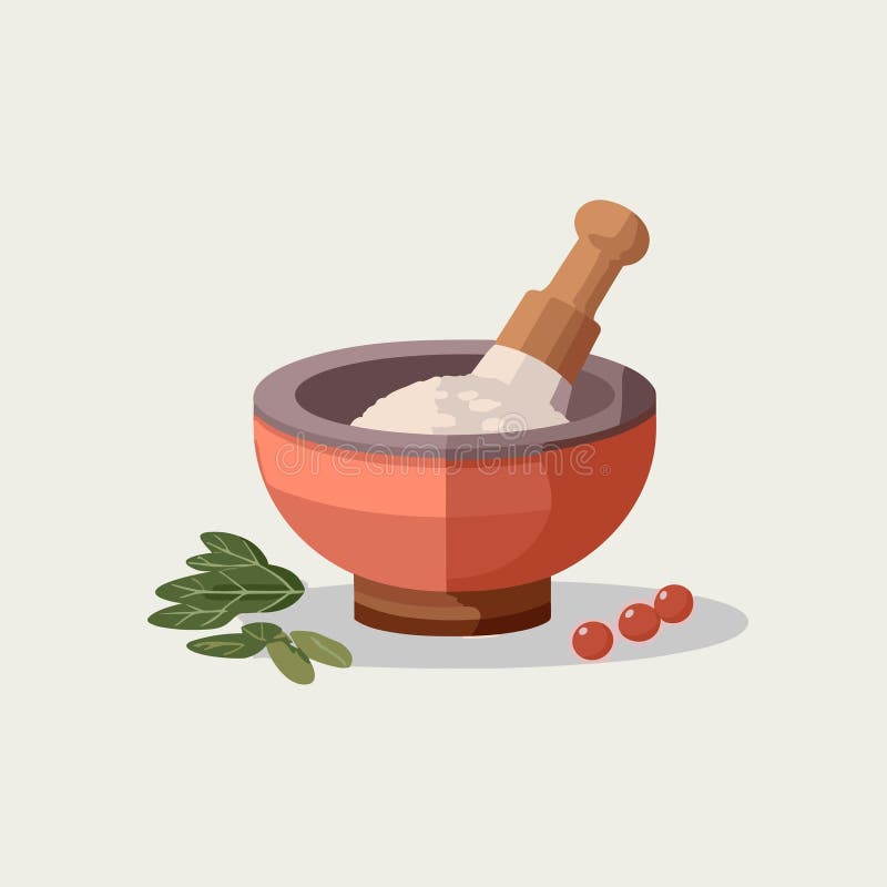 Mortar and Pestle Vector Flat Minimalistic Isolated Illustration Stock ...