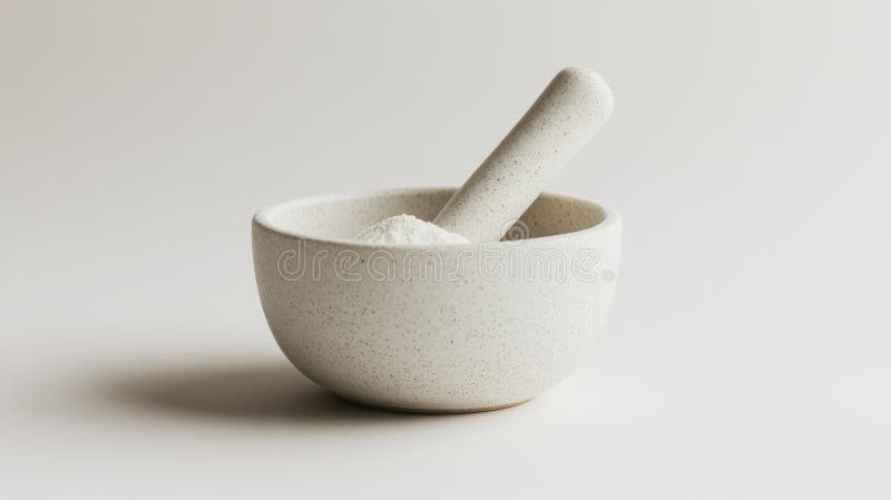 Mortar and Pestle with White Powder Inside. Stock Image - Image of ...