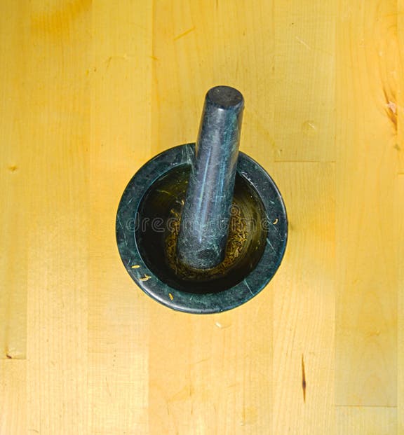 Mortar on wood background. stock image. Image of ayurveda - 77368217