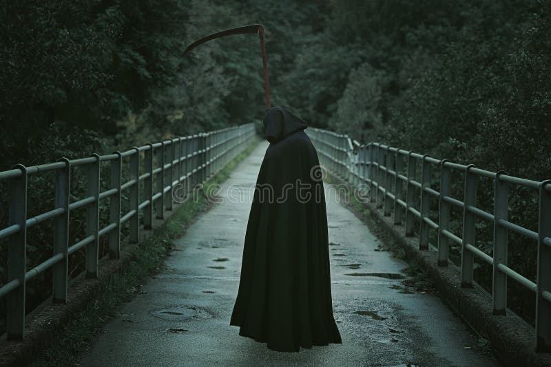 A Morte Com Foice à Espera Numa Ponte Imagem de Stock - Imagem de ...
