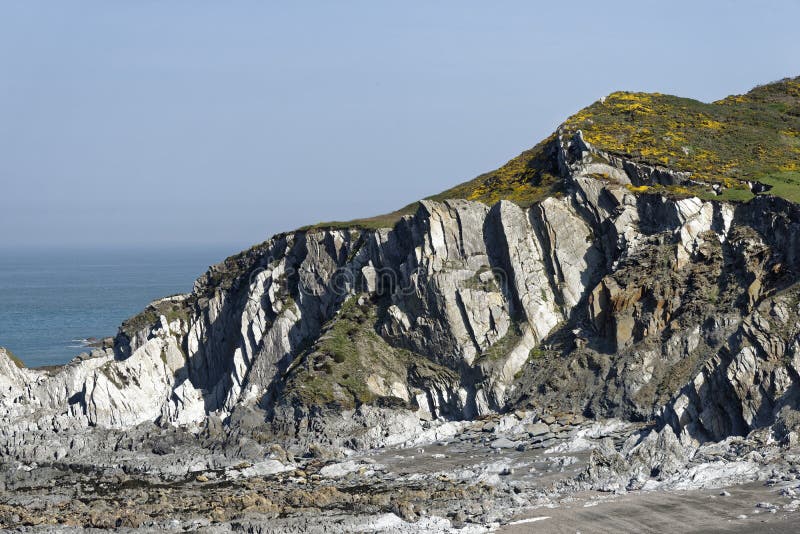 Morte Slate cliffs stock image. Image of horizontal - 153925223