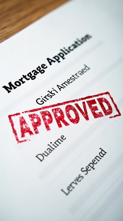 Mortgage Application with Approved Red Stamp on Document Stock ...