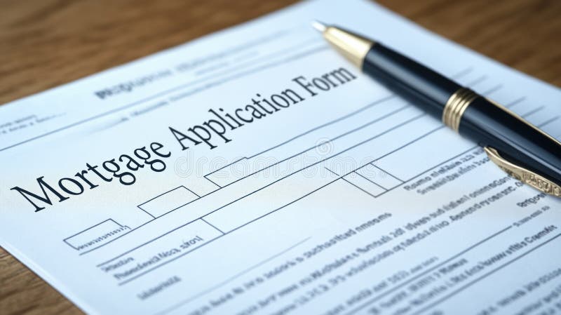 Mortgage Application Form with Pen on Wooden Table, Ready for Signing ...