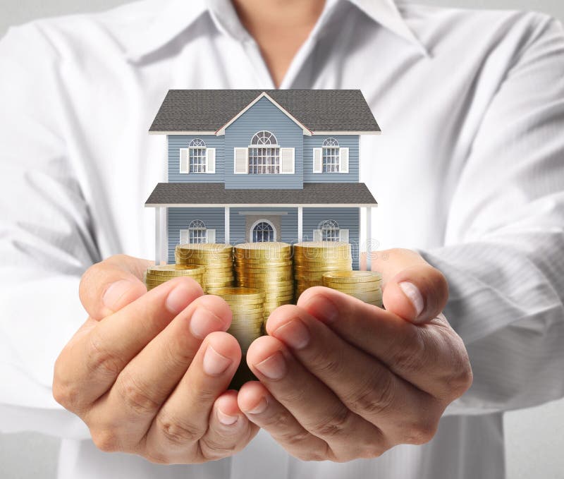 Mortgage Concept by Money House from Coins Stock Photo - Image of close ...