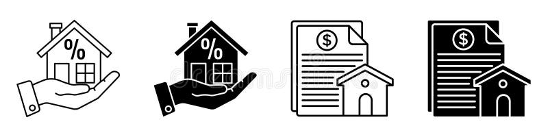 Mortgage Icons Versions Set in Black Flat and Line Style Stock Vector ...