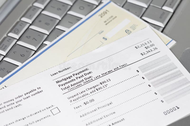 Mortgage Payment Coupon, Check and Laptop Stock Photo - Image of laptop ...