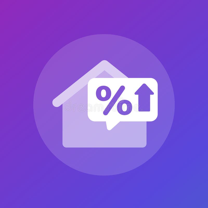 Mortgage Rate Growing Icon with House, Vector Stock Illustration ...