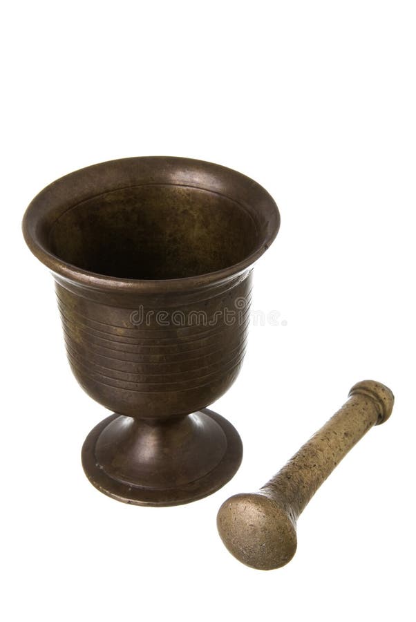 Mortier et pilon en métal photo stock. Image du isolement - 59439900
