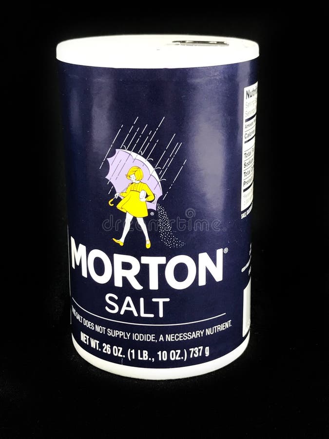 Morton Salt Container on a Black Backdrop Editorial Stock Photo - Image ...