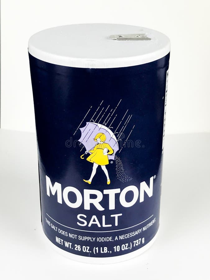 Morton Salt Container on a White Backdrop Editorial Stock Image - Image ...