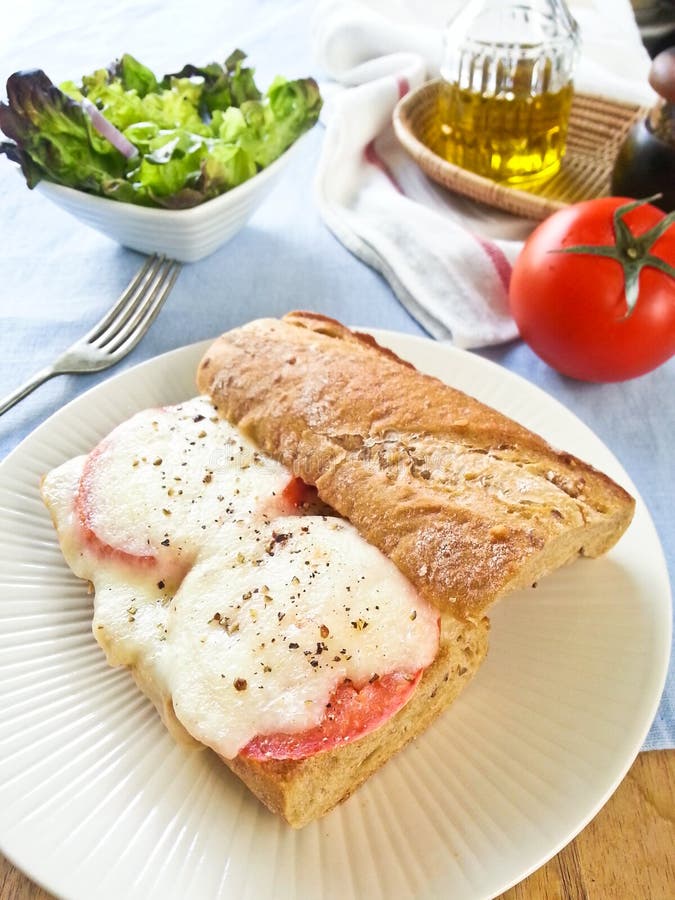 Mozzarella sandwich stock image. Image of gastronomy - 40336991