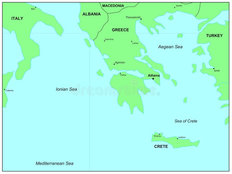 Morze Egejskie mapa ilustracja wektor. Ilustracja złożonej z atlant ...