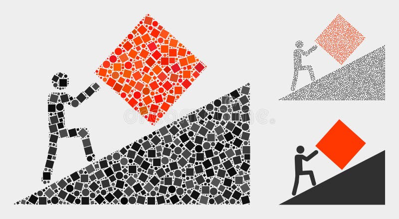 Absurd Work Icon Mosaics of Squares and Circles Stock Vector ...