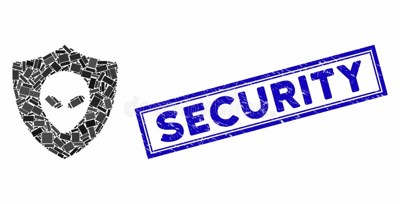 Rectangle Mosaic Alien Protection with Scratched Security Stamp Stock ...